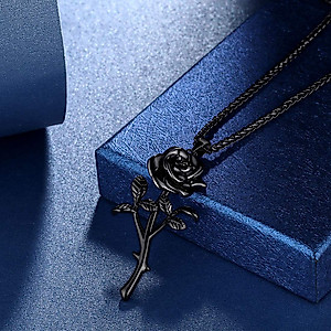 beautlace Rose Necklaces Black Gun Plated Flower Pendant Elegant Jewelry Gifts for Women KP0072K