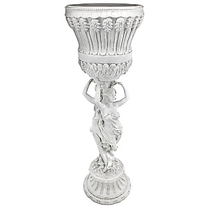 Design Toscano KY9055 Les Filles Joyeuses Dancing Maidens Pedestal Column Plant Stand with Urn, 12 Inches Diameter, 36 Inches Tall, Handcast Polyresin, Antique Stone Finish