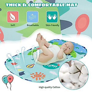 BABY JOY Baby Play Mat, Kick and Play Piano Gym with Projector, Foot Gym Carpet Piano Fitness Rack, 4 Rattle Pendants and 1 Mirror, Suitable for Baby Room, Nursery (Blue)