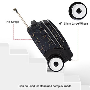 UNIKER Rolling Laptop Bag for 14 Inch Laptop,19 Inch Roller Bookbag for Teens,Roller Travel Bag,Suitcase on Wheels,Wheeled Bookbag,Trolley School Bag,Schoolbag with Wheels Black Cat Butterfly…