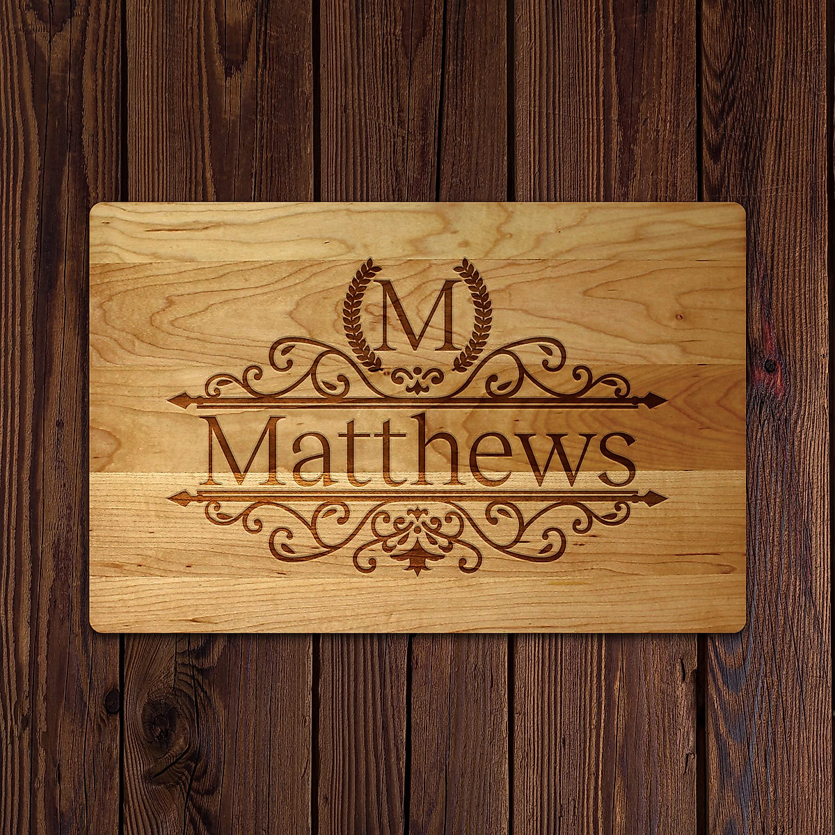 Monogrammed Wood Cutting Board Gift for Him or Her, Unique Wedding Gift for Couples, Engraved Maple or Walnut Holiday Gift Idea, Etched Gift