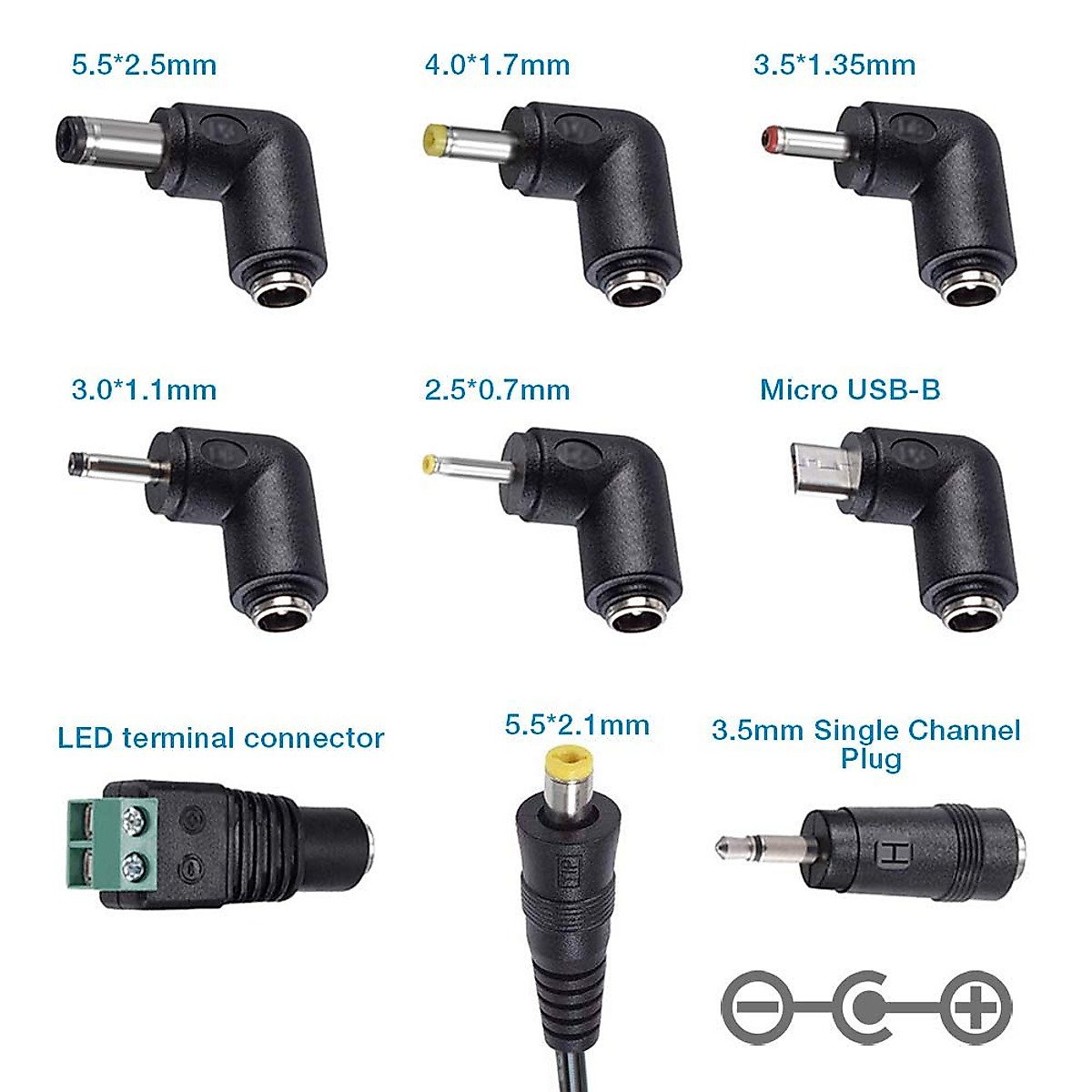 ZOZO 12W 12 Volt 1 Amp 3V 4.5V 5V 6V 7.5V 9V 12V Power Supply, Universal AC Adapter with 5.5mm x 2.1mm Barrel Plug and 8 Selectable Tips Micro USB 3.5mm Jack for MP3 MP4 Player Headphone Speaker Watch