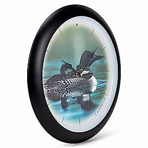 Mark Feldstein & Associates Call of The Loon Artwork Matte Black 13 inch Sound Wall Clock