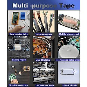 Faraday Fabric Tape 1inch x 50 Feet Double Conductive Cloth Tape with Acrylic Adhesive, for Electrical Connection, Grounding, EMI Shielding, Wire Harness, Display Repair, Cable Interference Blocking