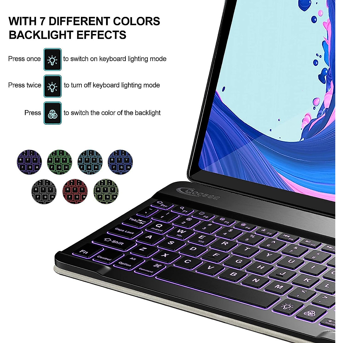 Qoosea for Samsung Galaxy Tab A7 Lite Bluetooth Keyboard Detachable Bluetooth Keyboard for Galaxy Tab A7 Lite 8.7 inch with Magnetically Wireless Bluetooth Keyboard Black