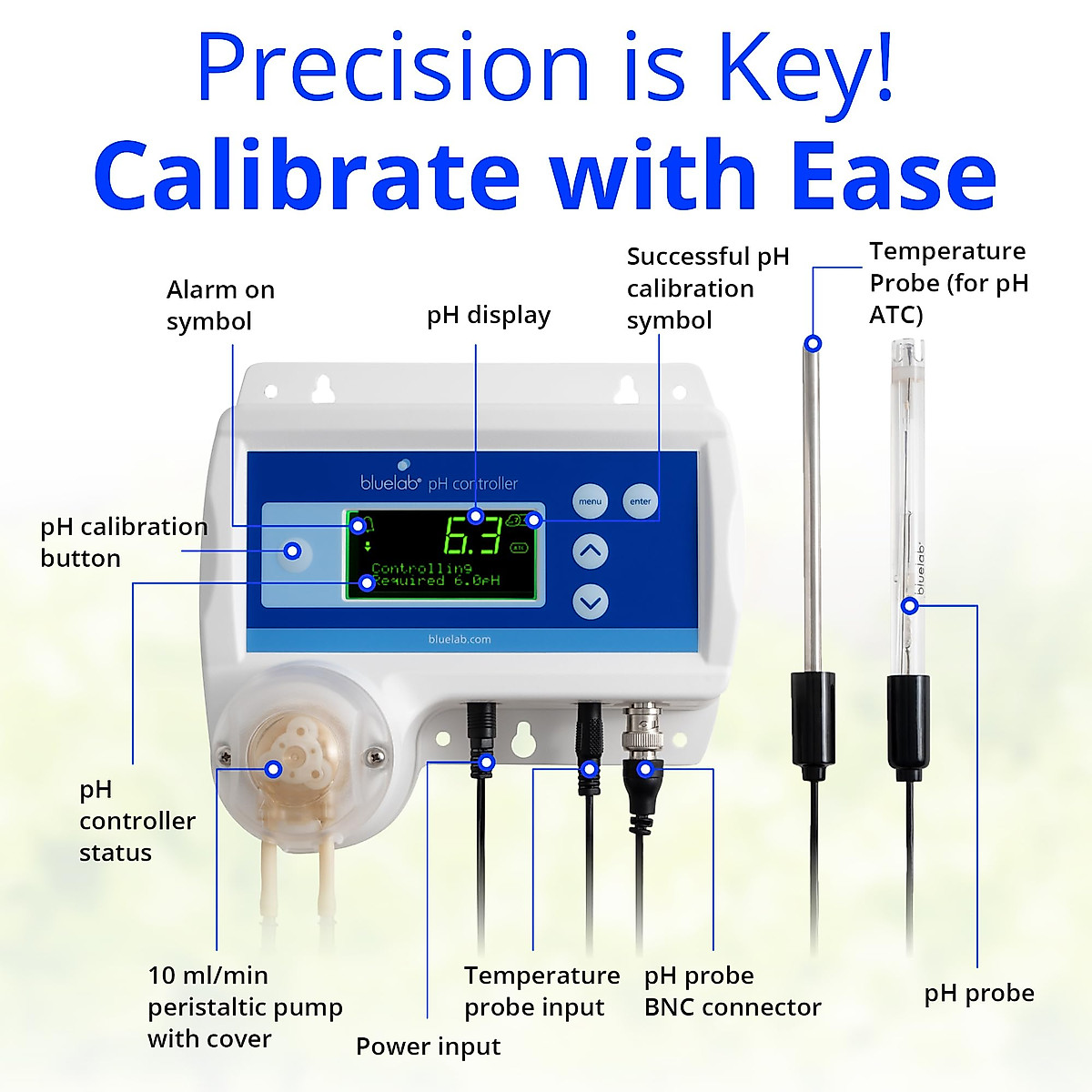 Bluelab CONTPH pH Controller with Monitoring and Dosing in Water Digital Meter for Hydroponic System and Indoor Plant Grow with Easy Calibration, 1, White