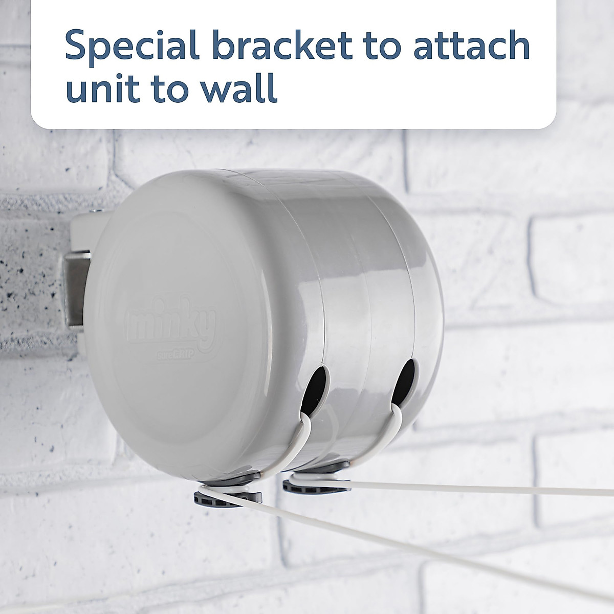 Minky Homecare Outdoor Retractable Dual Clothesline Heavy Duty PVC Coated Energy and Space Saving Removable Laundry Drying Line, 2 x 49 Feet, Gray