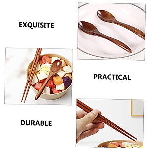 4 Sets Spoon Fork Chopsticks Wooden Cutlery Wooden Flatware Wooden Utensils for Eating Wooden Fork Wooden Tableware Wooden Chopsticks Wood Chopsticks Wood Dinnerware