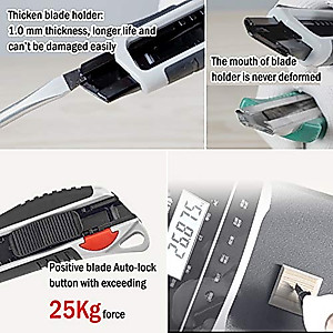 ASSIST Snap Off Heavy Duty 18mm Utility Knife Box Cutter ,25kgs Locking Froce , with 10pack SK2 High-Carbon Steel Black Premium Tempered Sharp Blades, Hand tool Gifts