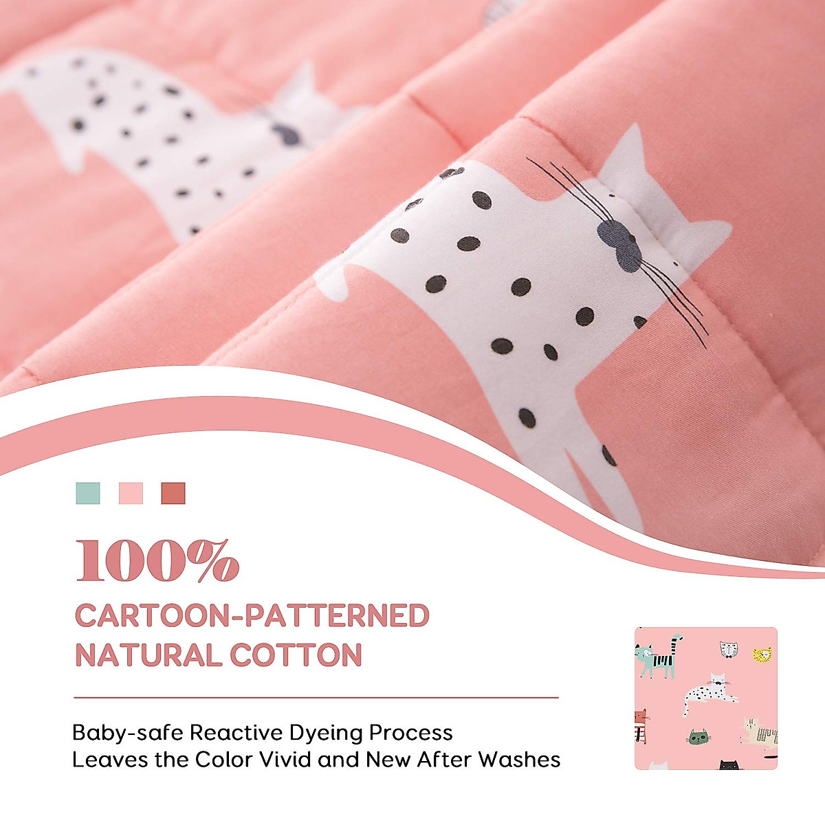 Sivio Weighted Blanket,Cotton and Minky Fleece Throw Blanket with Beads, Reversible Heavy Blanket, 3lbs 36x48 Inch, Pink Cat