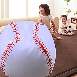 STOBOK 1Pc Stuffed Animal Storage Bean Bag Chair, Baseball Toys Baseball Decor Kids Chair Beanbag Chair Stuffed Baseball Plush Pillow Stuffed Animal Storage for Kids, 16.9inches