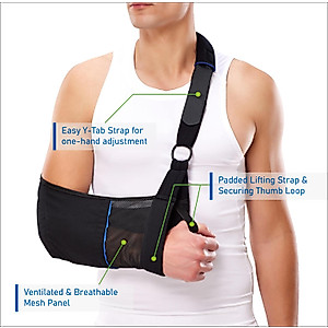 Comforband Arm Sling – Lightweight & Breathable Medical Sling with Adjustable Shoulder Strap for Torn Rotator Cuff, Broken or Fractured Forearm Bones, One size fits most
