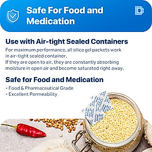 Dry & Dry 1 Gram [1000 Packets] Premium Silica Gel Pure and Safe Silica Gel Packs Desiccant Dehumidifier Desiccant Packs - Food Safe Paper Silica Packets for Moisture Absorber Silica Gel Packets
