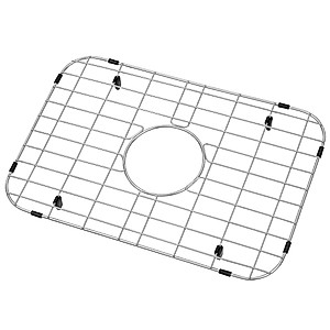 LQS Stainless Steel Sink Protectors, Kitchen Sink Grid 18 7/8" x 12 5/8" with Center Drain Hole for Single Sink Bowl, Sink Protector, Kitchen Sink Grate, Sink Bottom Grid