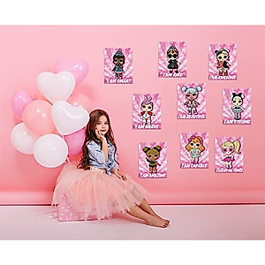 DRBLUEB 9 Pieces LOL Doll Themed Wall Art Prints Pink Cartoon Wall Poster Motivational Wall Decor Paint for Girls Bedroom Kids Teen 8inch X 10inch