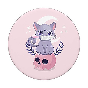 Cute Kawaii Neko Cat Knife Anime Moon Skull Pink Pastel Goth PopSockets PopGrip: Swappable Grip for Phones & Tablets