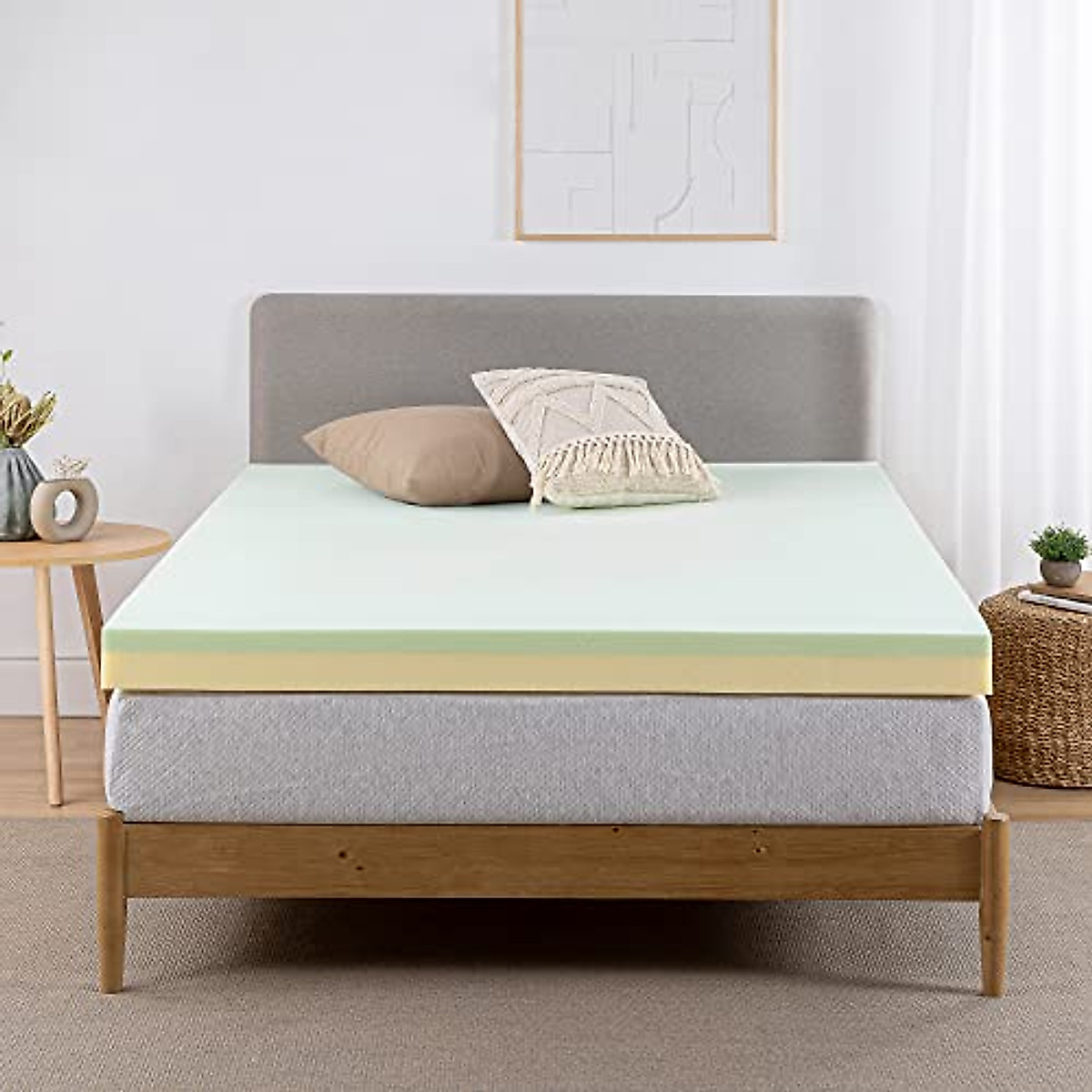 ZINUS 1.5/3/4-inch Green Tea Memory Foam Mattress Topper, Pressure-Relieving Layers, CertiPUR-US Certified, (3 in, King)