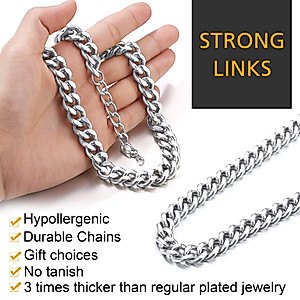 Mens Necklace Cuban Chain Choker 12mm 14inch Stainless Steel Choker Neck Chains for Men