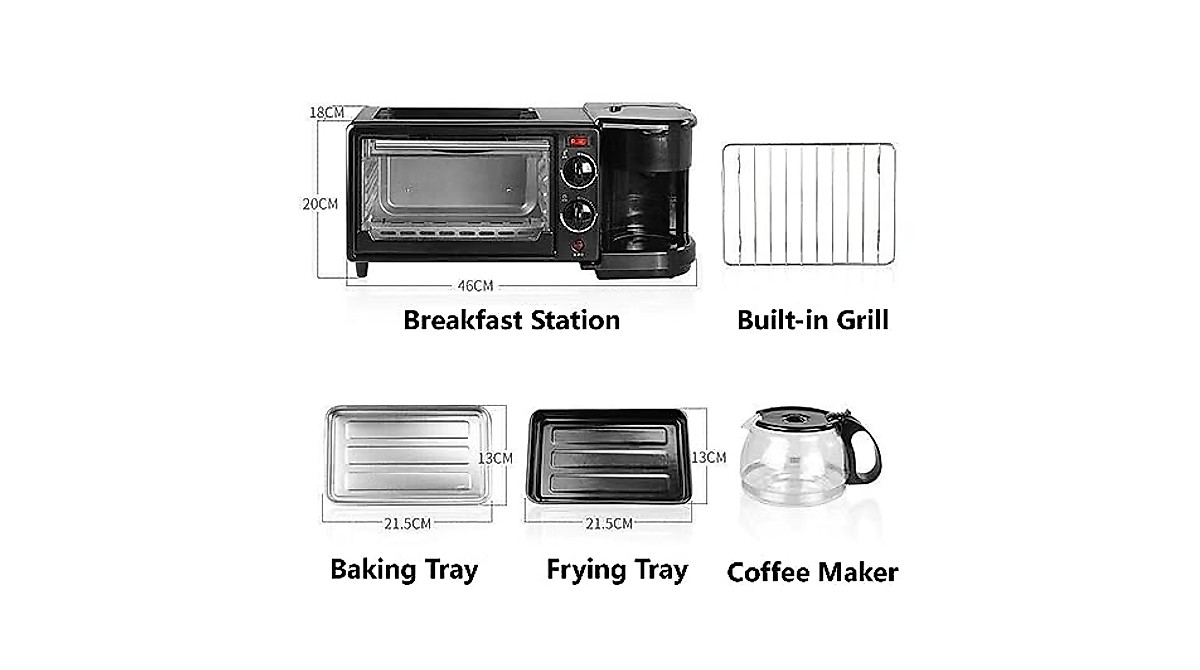 Multifunction Breakfast Station 3-in-1 Toaster & Coffee Maker for Small ...