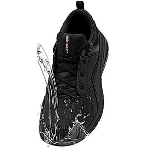 LARNMERN Non Slip Work Shoes for Men Fashion Walking Sneakers Kitchen Chef Shoe Waterproof Food Service Restaurant Slip Resistant Comfortable Leather Casual Athletic Tennis Shoes/10.5/Black