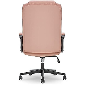 Serta Executive High Back Office Chair with Lumbar Support Ergonomic Upholstered Swivel Gaming Friendly Design, Microfiber, Pink