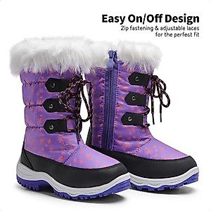 DREAM PAIRS Girls Snow Boots Warm Cozy Anti-Slip Lightweight Mid Calf Faux Fur Lining Winter Shoes for Little/Big Kids,Size 2 Little Kid,Purple,NORDIC