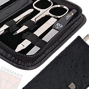 3 Swords Germany - brand quality 8 piece manicure pedicure grooming kit set for professional finger & toe nail care scissors clipper fashion leather case in gift box, Made in Solingen Germany (22009)