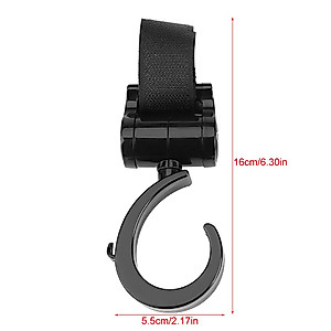 Fdit 2Pcs Stroller Hooks, ABS Plastic 360°Rotation Baby Infant Stroller Pushchair Hooks Hanger for Baby Diaper Bags Walker