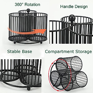 BESSKON Rotating Utensil Holder,Flatware Organizer,Silverware Organizer,Cooking Utensil Organizer for Countertop,3 Compartment Party Cutlery Caddy for Spatula,Knife,Spoon and Fork,Kitchen Tool Holder