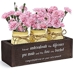 THYGIFTREE Retirement Gifts for Women, 2023 Happy Retirement Appreciation Gifts for Mom Teacher Nurse Coworkers Employee Friends, Mason Jar Farmhouse Planter Box - Never Underestimate the Difference You Made