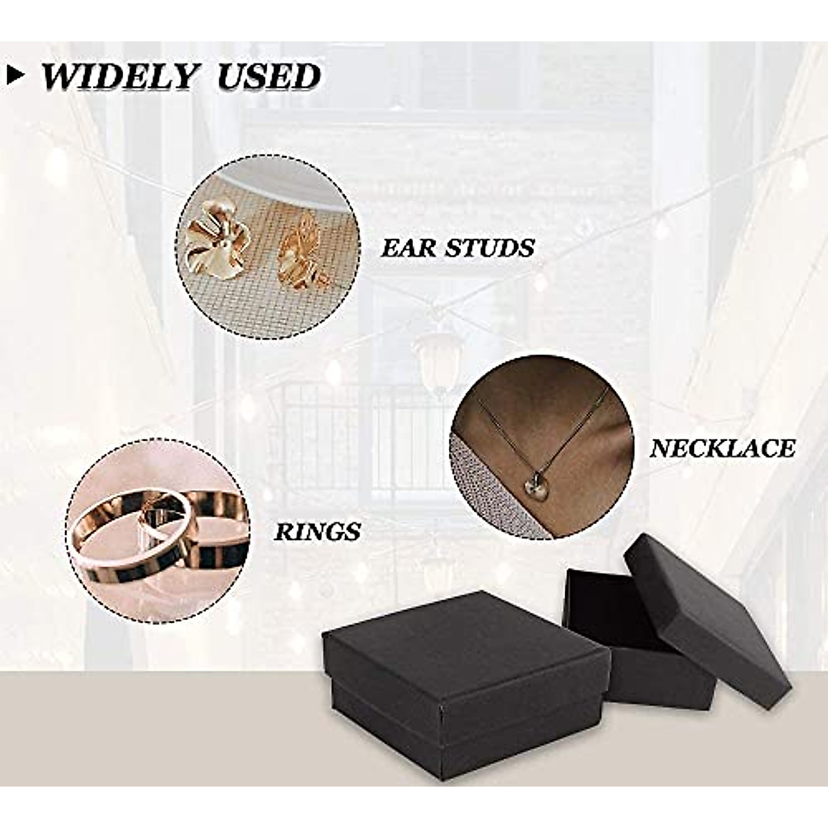 dedoot Kraft Jewelry Boxes, Pack of 30 Square Cardboard Jewelry Gift Box 3.5x3.5x1.2 Inch Small Necklace Ring Earring Kraft Box for Jewelry Set with Velvet Cushion, Black