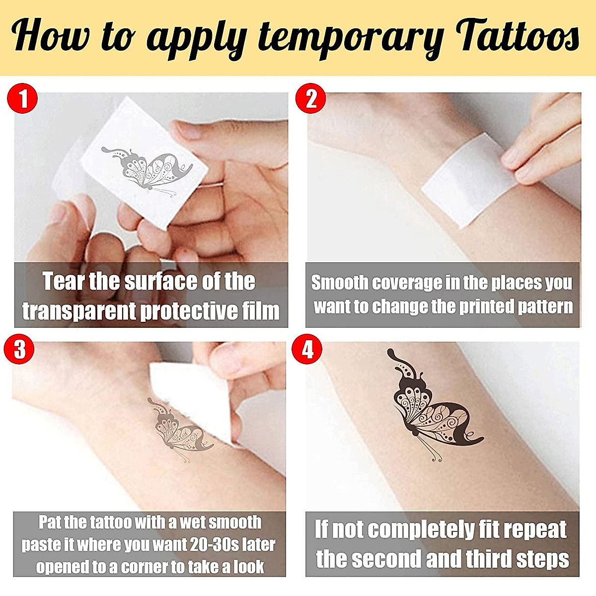 Personalized Temporary Tattoos with Name/Text, Custom Fake Name Tattoos Temporary Waterproof Body Sticker for Women and Men
