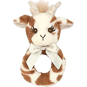 Bearington Collection Baby Lil’ Patches, 5.5 Inch Giraffe Plush Stuffed Animal Baby Rattle, Newborn Toys, Giraffe Baby Stuff