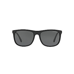 Emporio Armani Men's EA4079 Square Sunglasses, Matte Black/Grey, 57 mm