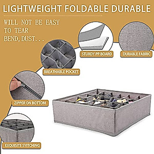 Uzifa Socks Underwear Drawer Organizer Divider Dresser Organizers Collapsible Closet Cabinet Organizer Storage Boxes for Socks, Underwear, Ties, Belts (24 Cells) -2 Pack