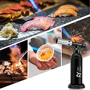 S.Y. Butane Torch, Refillable Professional Industrial Kitchen Blow Torch Lighter Fit All Butane Tanks with Reverse Use for Soldering, Welding, Crafts, BBQ, Baking, Camping (Butane Gas Not Included)