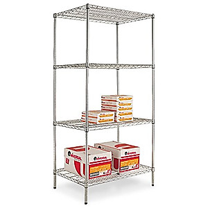 Alera SW503624SR Industrial Heavy Duty Wire Shelving Starter Kit, 4-Shelf, 36w X 24d X 72h,Silver