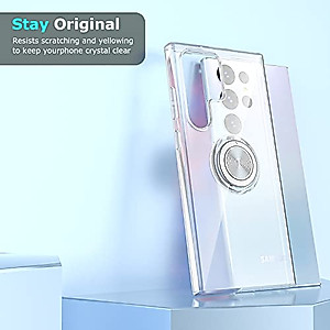 SQMCase Crystal Samsung Galaxy S23 Ultra Case with Ring Kickstand, Clear Transparent Soft Slim Fit TPU Shockproof Case Cover for S23 Ultra(Clear)