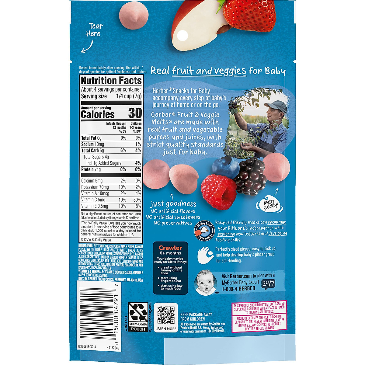 Gerber Graduates Fruit & Veggie Melts - Very Berry Blend, 1-Ounce (Pack of 4)