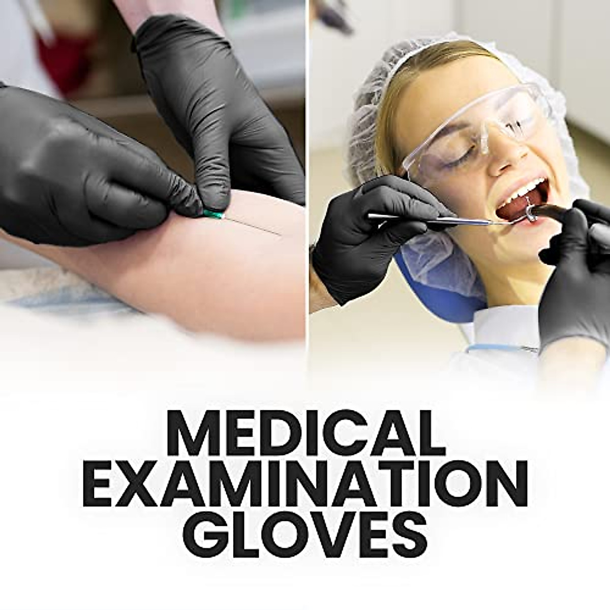 Exam Grade Black Nitrile 6 Mil Powder Free Gloves - 100 Count, Disposable Cleaning, Cooking, Medical and Surgical Gloves