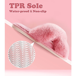 Women's Pink Fuzzy Plush Faux Fur Memory Foam Ankle Slippers - Breathable, Comfy House Indoor Slippers