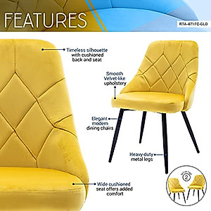 Techni Mobili Modern Contemporary Tufted Velvet (Set of 2) Chair, One Size, Gold