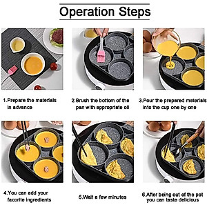 Fry Pan For Egg, Non Stick Ham Pancake Maker, Egg Burger Pan With Wooden Handle, 4 Holes, For Induction Cooker Gas Stove