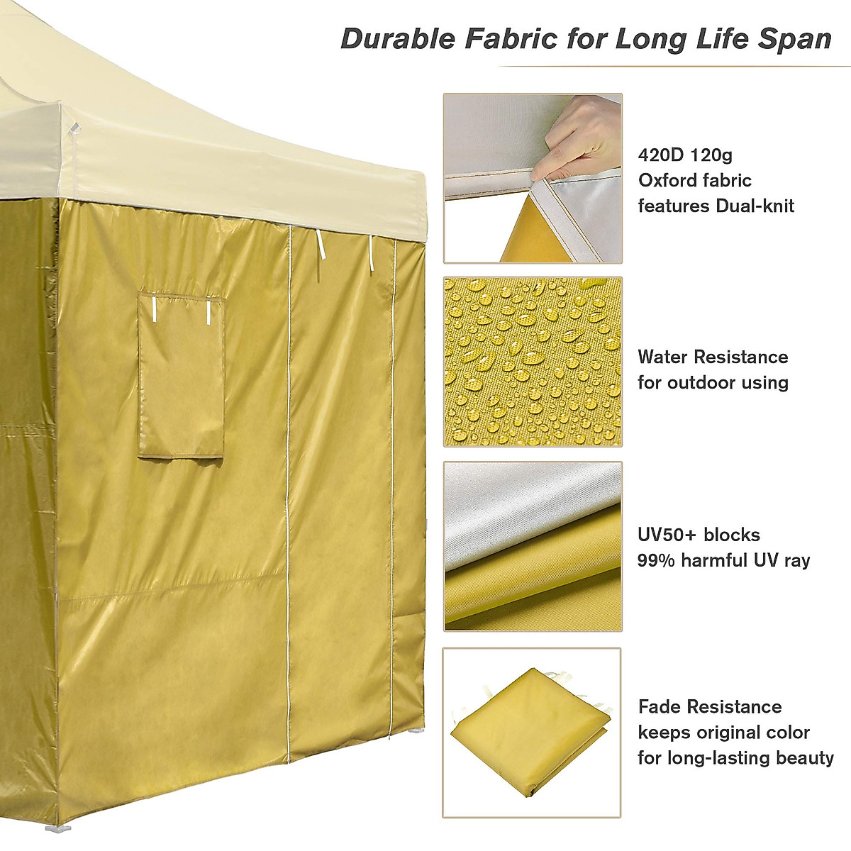 Instahibit 10x6.5 Ft Pop up Canopy Sidewall Kit Door Window Privacy 4 Pieces (Sidewall Only)