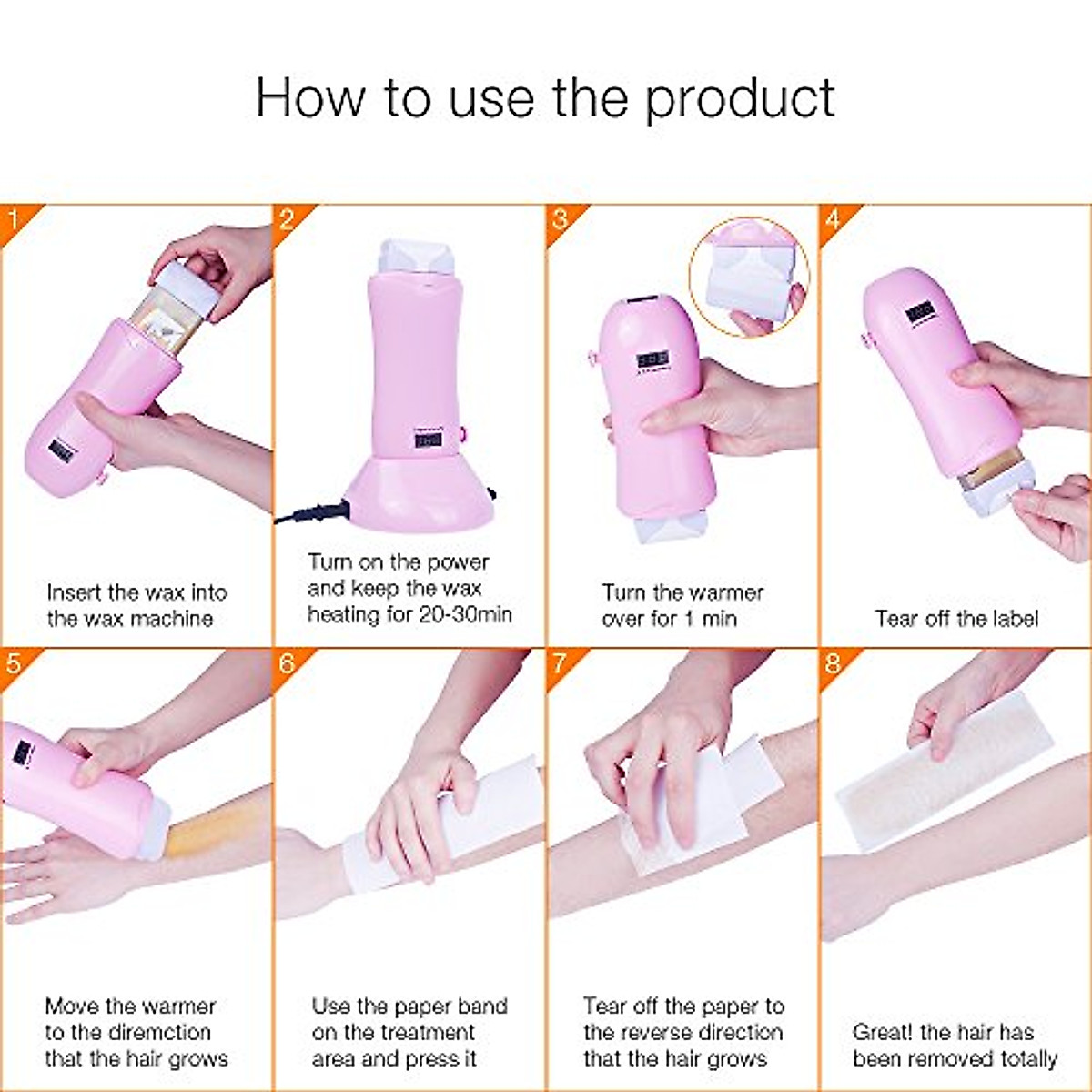 Portable Wax Warmer for Hair Removal, IeBilif Electric Depilatory Roll On Brazilian Wax Heater with LCD Temperature Display, Home Waxing Hair Removal Machine for Travel & At-home Waxing & SPA(Pink)