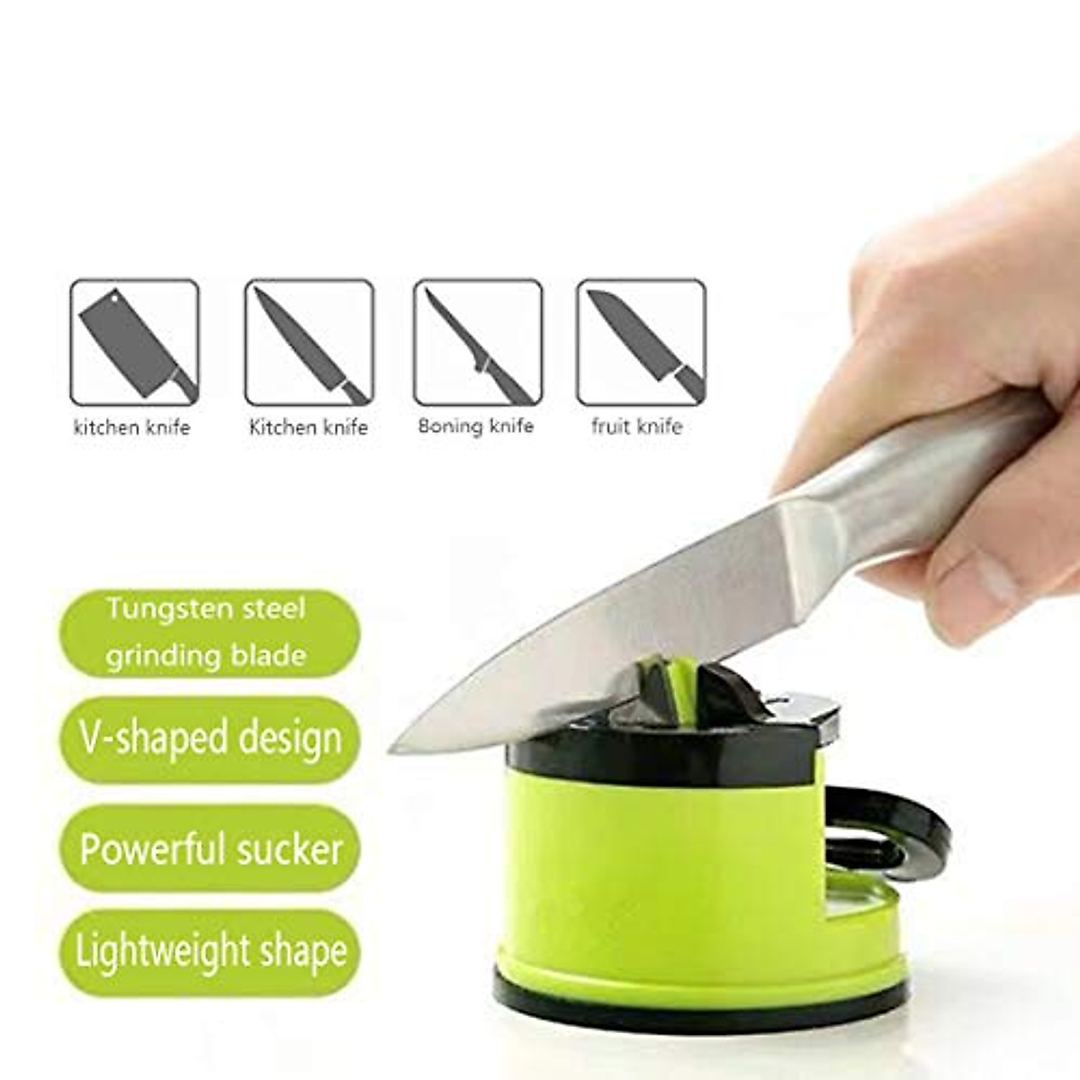 MS.CLEO 2 Pack Cup sharpener - Knife Sharpener, Kitchen Knife Sharpener with Suction Cup, Sharpens Dull Knives Quickly (Red + Green)