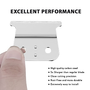 2 Pack Blades for Andis T Outliner, Andis GTX Replacement Blade, T Liner Clipper and Trimmer Blade (Silver Steel T Blade + Silver Steel Blade)