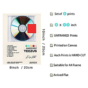 Kanye West Poster Fine Line Poster Harry's House Music Album Poster Cover Signed Limited Poster Canvas Wall Art Room Aesthetics Decor Set of 6 Unframe 8x10 inch (Kanye West Poster)
