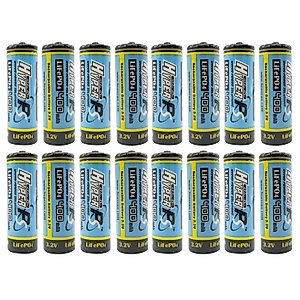 (16-Pack) HyperPS 3.2V LiFePo4 14430 (14 x 43mm) 400mAh Rechargeable Battery for Solar Panel Light, Tooth Brush, Shaver, Flashlight