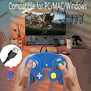 Reiso Classic NGC Wired USB Controller for Windows PC MAC(blue1)